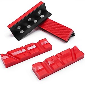 S&F STEAD & FAST Soft Jaws for Bench Vise 4.5 inch, 2 pairs, Strongly Magnetic Vise Jaw Pads, TPU, Multi-Groove and Textured Inserts, for Clamping Woodworking Metal Plastics