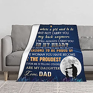 to My Daughter Blanket from Dad Throw Blankets Soft Flannel Throws for Couch Bedroom Sofa Warm Birthday Gifts 50x60in