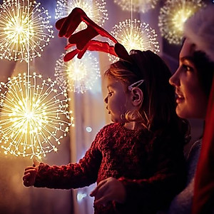 LetsFunny Fairy Starburst Christmas String Lights Wire Lights, 200 LED DIY 8 Modes Dimmable Lights with Remote Control, Decorative Hanging Starburst Lights Christmas Patio Indoor Outdoor Decoration