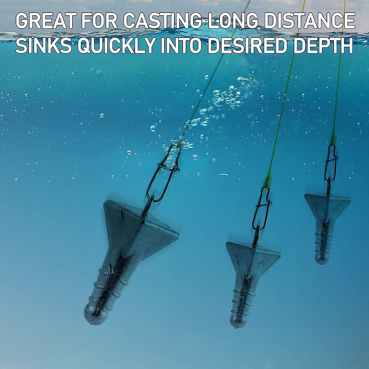 Dr.Fish 5 Pack Storm Sinker Pyramid Hatteras Surf Fishing Lead Weight Saltwater Beach Casting Sea Bottom Holder Inshore 3oz