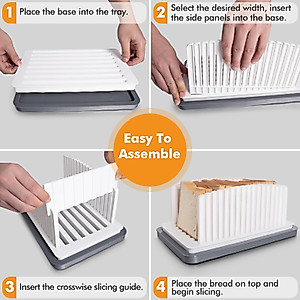 Bread Box&Bread Slicer, Bread Slicer for Homemade Bread, Large Bread Box Airtight with Lid, Time Recording Bread Container for Homemade Bread, Toast, Bagel, Donut and Cookies (Box:11.2"x7.5"x6.1"/8L)