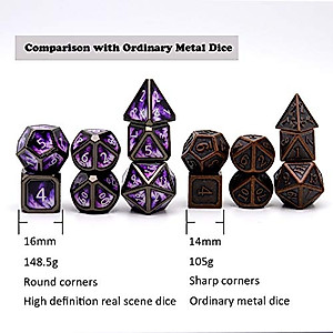 Haxtec Metal DND Dice Set Purple Black Real Scene D&D Dice for Dungeons and Dragons Gift RPG Games-Elderitch Blast
