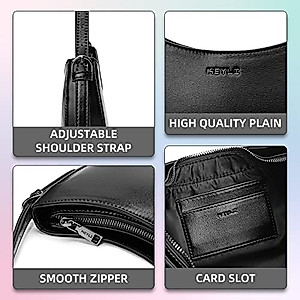 Keyli Shoulder Bag for Women Christmas Gifts Fashion Plain Weave Mini Purse Zipper Closure Shoulder Purses Tote Bags Clutch Adjustable Double Straps Tote Handbags Top-Handler Bag Black