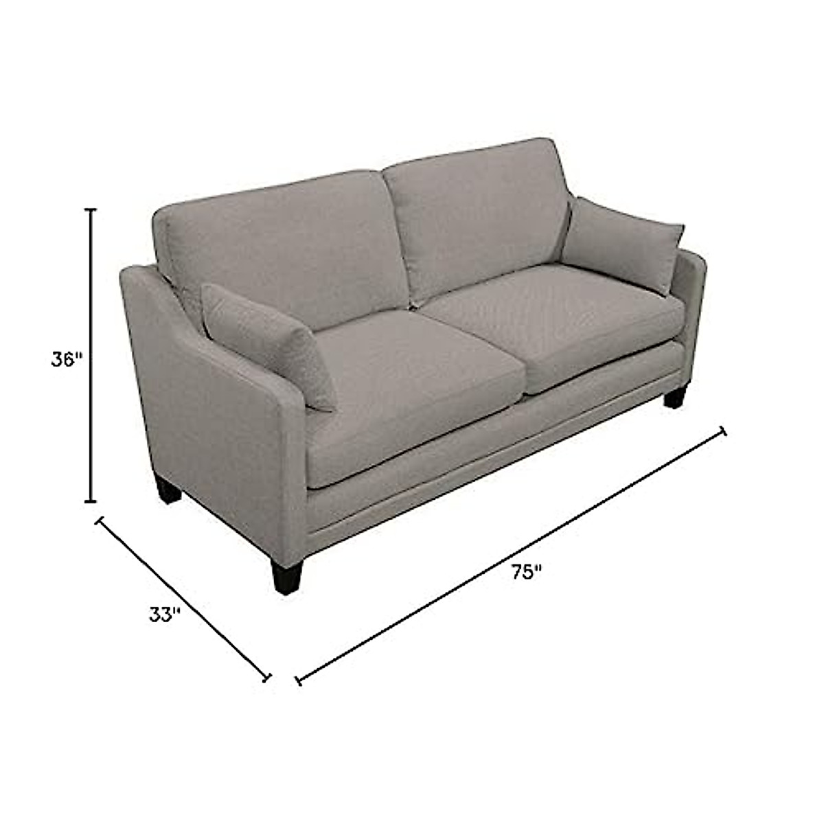 Serta Carmina 75 Contemporary Upholstered Living Room Sofa, Modern Couch for Two or Three, High Plush Seat Cushions and Back Pillows, Easy Assembly, Rhine Gray