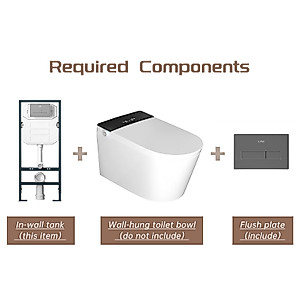 MEJE #MZE020P-WT In-Wall Toilet Tank Carrier with Dual-Flush Actuator Plate, White (Compitable with #MZE020P Wall-Hung Smart Toilet to work as A Intelligent Toilet Combo)