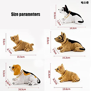 Mersuii Car Shaking Dog Adornments Resin Puppy Statue Cute Simulation Dog Shaking Head Toy Car Dash Home Decoration