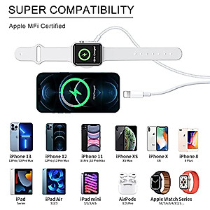 [Apple MFi Certified] for Apple Watch Charger Magnetic Charging Cable 4.9 ft/1.5m, 2 in 1 iPhone Watch Charger for Apple Watch Series SE/8/7/6/5/4/3/2/1 iPhone 14/13/12/11 Pro/Pro Max/XS Max/XS/XR