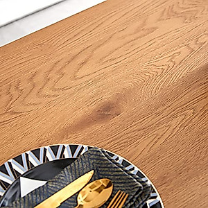 NORDICANA Dining Table Chair Set, 5 Piece Rectangular 49 in Faux Wood Grain Dinner Table with Kelly Green Velvet Upholstery Side Chairs for 4 People, Space-Saving for Dining Room, Kitchen