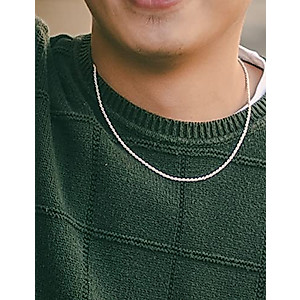 Waitsoul 925 Sterling Silver Rope Chain Lobster Clasp 2mm Silver Chain for Men Women Silver Necklace Chain 16 Inch