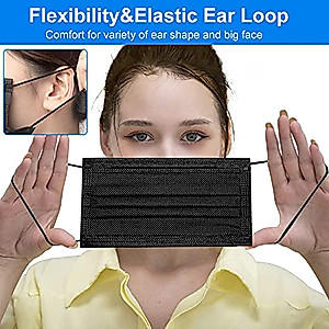 PhiFA 100Packs Black Disposable Face Masks 3 Ply Filter Protection Mask Suitable for Home School Office and Outdoor (Black)