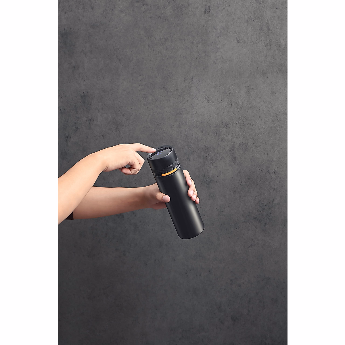 Rehydr8-Stainless Steel Water Bottle 17oz Thermos Coffee Flask Hydro Jug With Tea Infuser w/ LED Temperature Display and Carrying Strap Stay Cold/Hot~24Hour-White