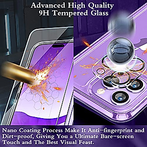 Bkrtondsy for iPhone 14 Pro Max Case Clear Crystal Slim [3 IN 1] with Tempered Glass Screen Protectors & Camera Lens Protectors [Military Drop Shockproof] (Clear)