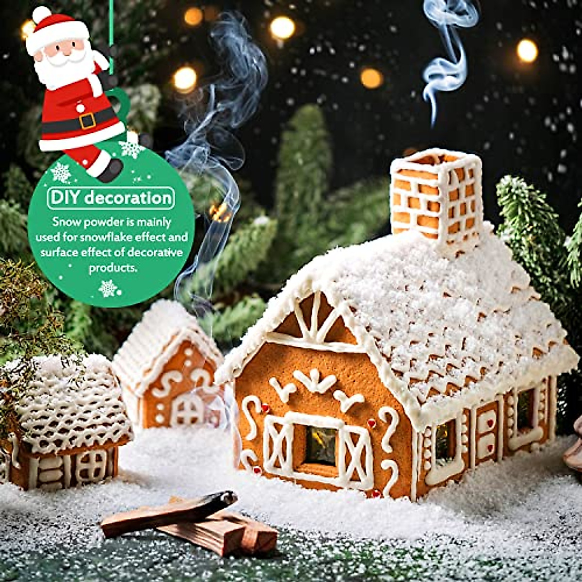 30Pcs Mini Christmas Trees with 10.6 Ounces Fake Snow Decoration, 5 Sizes Artificial Christmas Tree Bottle Brush Trees Artificial Snow Fake Snow for Christmas Decoration Crafts Village Displays