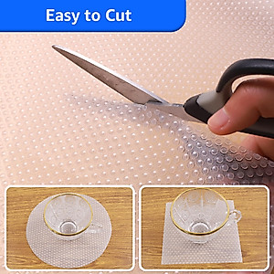 PABUSIOR Shelf Liners for Kitchen Cabinets - Waterproof Cabinet Liner Non-Adhesive, Clear Drawer Liner, Easy to Cut Refrigerator Liners for Shelves, Cupboard, Under Sink (17.7x96 inch)