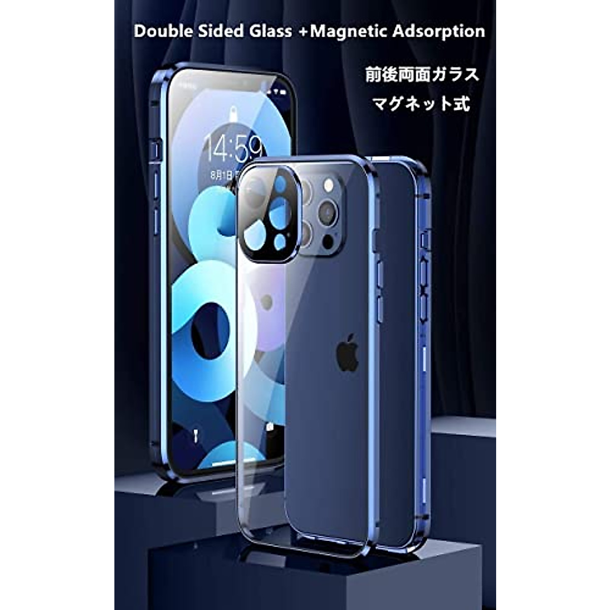 HENGHUI Lockable iPhone 14 Pro Max Magnetic Case Glass Case with Camera Lens Protector Screen Protector Safety Lock 360 Full Body Double Sided Glass Bumper Case Clear Cover (Gold)