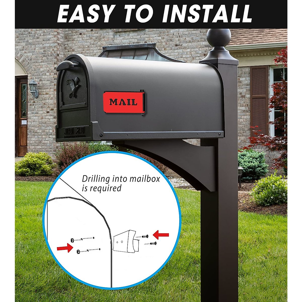 Professional Mailbox Flag Galvanized Steel Universal Outgoing Matte Mailbox Replacement Flag Kit Upgraded Sinking-Fixed Design for All Other Surface Rust Resistant Mailbox Flag Easy Assembly