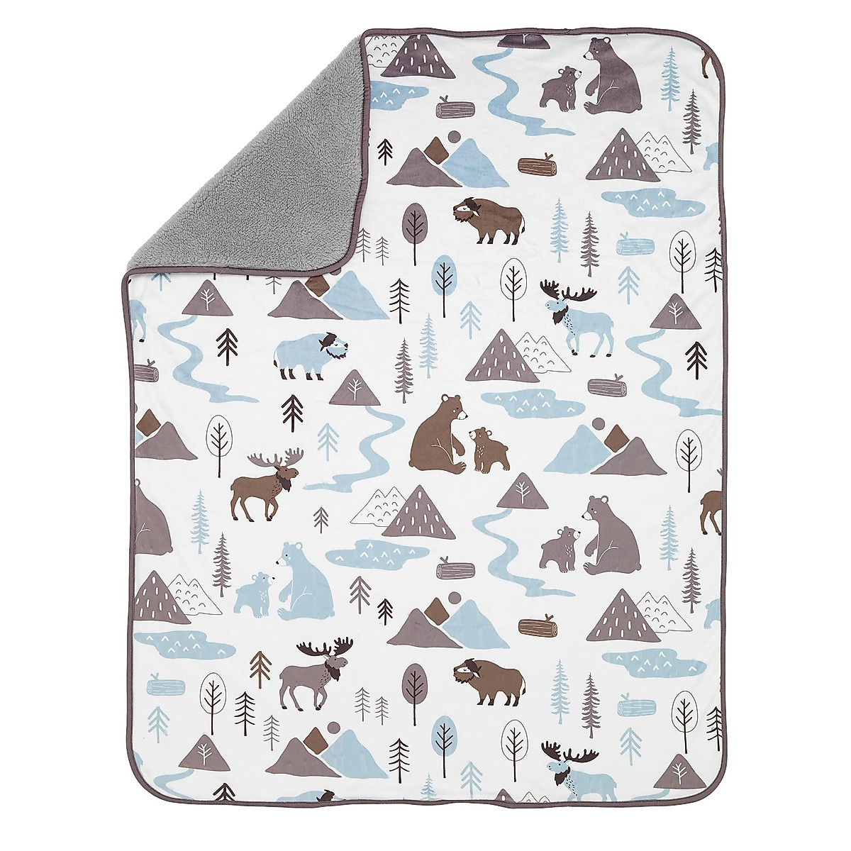 Lambs & Ivy Big Sky Woodland Forest Animals Soft Minky/Fleece Baby Blanket