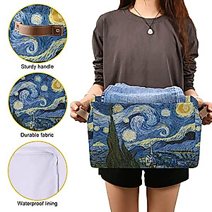 xigua Van Gogh The Starry Night Storage Basket Durable Canvas Storage Bins with Handles Large Collapsible Storage Bins Boxes for Shelves,Home Office,Toys,Closet & Laundry- 1PCS