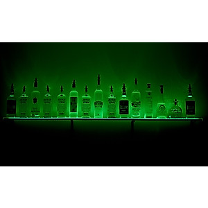 Armana Productions Liquor Bottle Shelves 60", Wall Mount LED Lighted Bottle Shelf, 5' Liquor Bottle Shelves, Wall Mounted Wine Shelf