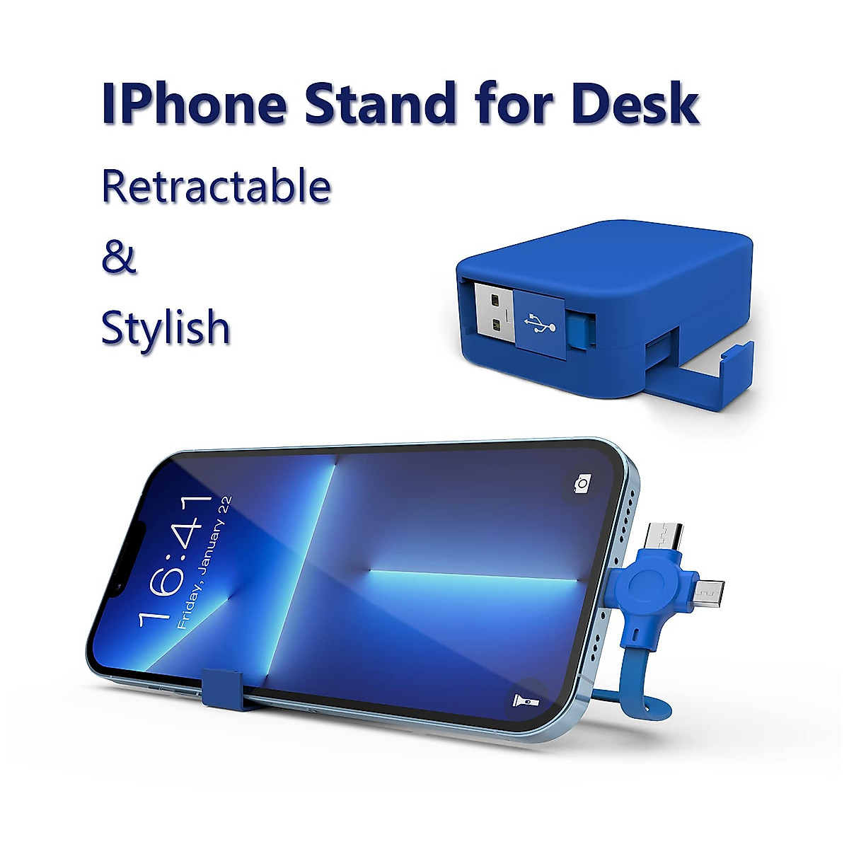 INGCTON 3 in 1 Multi Charging Cable, Retractable USB Charger Cord, iPhone Charger,OTG Adapters,Compatible with All 4-8'' Phones, Like iPhone/Google/Samsung Smart Phone.