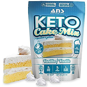 ANS Performance Keto Cake Mix - Low Carb Keto Baking Mix - Vanilla Zero Added Sugar - Naturally Sweetened - Gluten-Free Treat - Vegetarian Friendly
