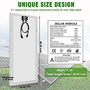 WERCHTAY 220 Watt Solar Panel 12V/24V Monocrystalline, 2 Pack of 110W High-Efficiency Module PV Power Charger Solar Panels for Homes Camping RV Battery Boat Caravan and Other Off-Grid Applications