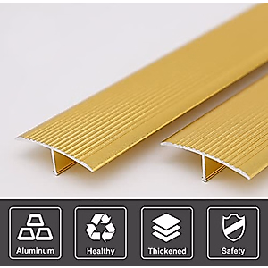 PAASHE Floor Transition Strip Walkers Entry Ramp, Gold Floor Carpet Threshold Strip, Curved Arc Door Edge Cover for Wood Gap Transition, Rust-Proof Floors Seams Strips 90cm Long, Custom Sized