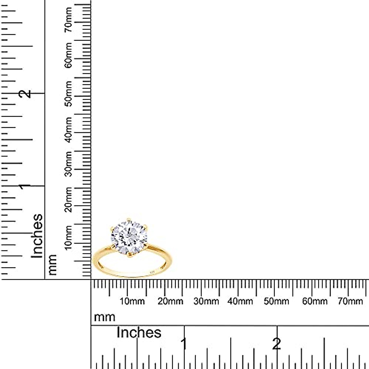 SAVEARTH DIAMONDS Solitaire Style, 1.75 Carat 8.5MM Round Cut Lab Created Moissanite Diamond Engagement Wedding Promise Ring In 14K Yellow Gold Over Sterling Silver1 1/2 Cttw-5.5