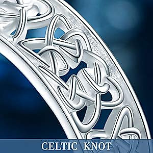 DAOCHONG Nickel-free 925 Sterling Silver Irish Love Trinity Woven Celtic Knot Band Ring for Women, Size 10 (10)