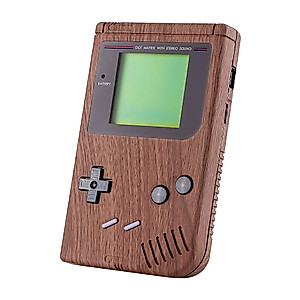 eXtremeRate Wood Grain Soft Touch Case Cover Replacement Full Housing Shell for Gameboy Classic 1989 GB DMG-01 Console with w/Screen Lens & Buttons Kit - Handheld Game Console NOT Included