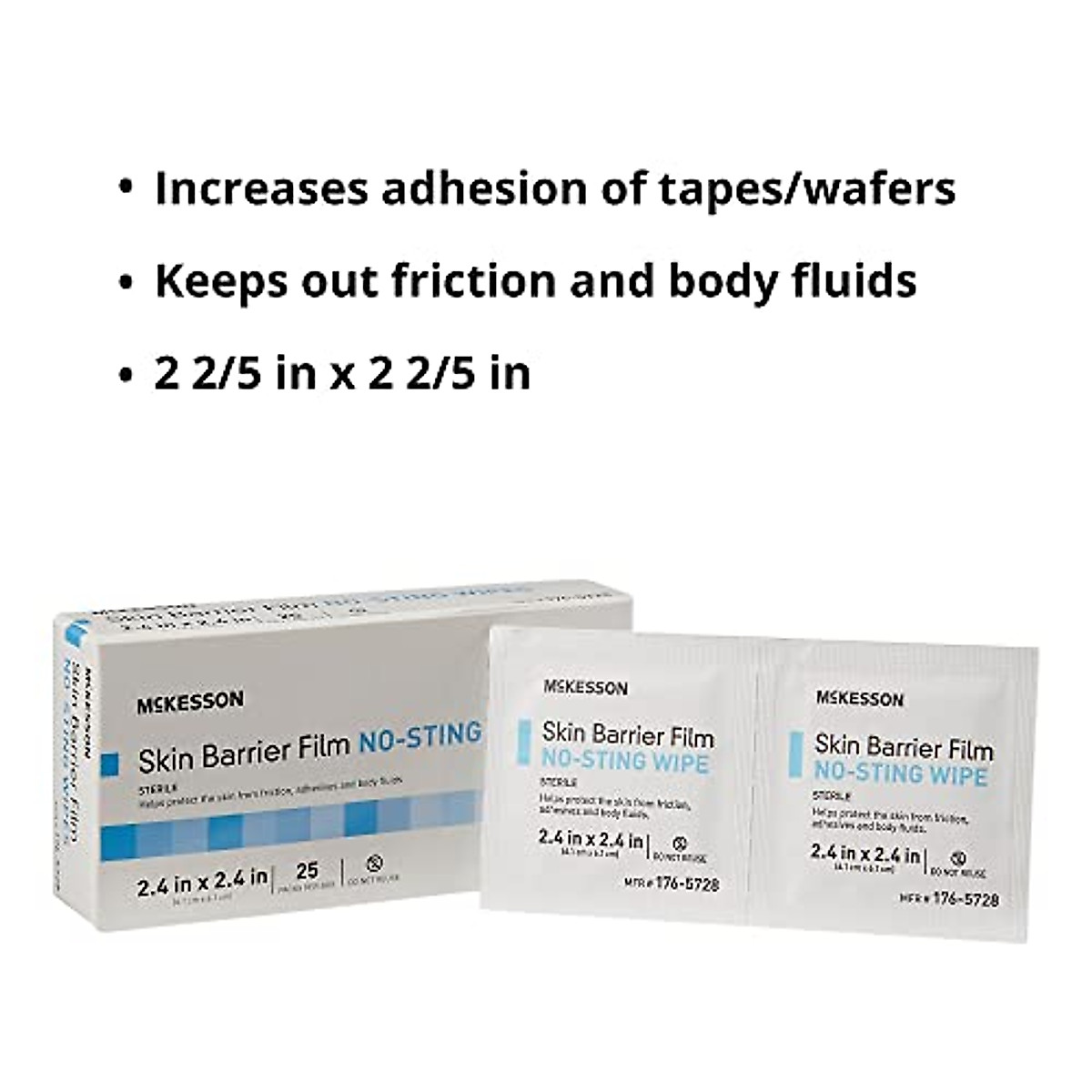 McKesson Skin Barrier Film, Sterile, No Sting Body Wipe, Individual Packet, 25 Wipes