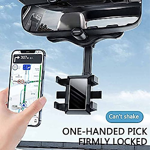 Youdiyla 360°Rotatable and Retractable Car Phone Holder - Rear View Mirror Phone Holder, Car Phone Holder Mount, Easy to Install and Remove, for All Mobile Phones and All Car
