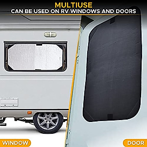 EcoNour RV Door Window Shade | Foldable RV Blinds for Camper Windows | Velcro RV Door Shade & RV Window Coverings to Maintain Temperature | Privacy Rv Camper Accessories-16 X25