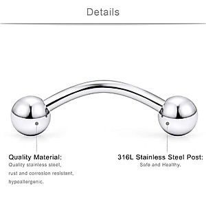 SCERRING Snake Eyes Tongue Rings 14G Stainless Steel Curved Barbell Nipplerings Nipple Rings Piercing Jewelry Retainer 16mm 5/8Inch 16PCS Silver