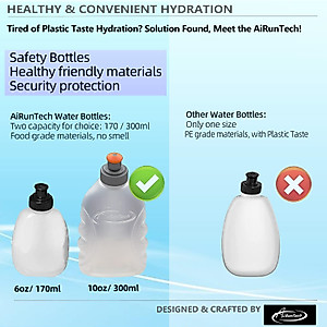 AiRunTech Running Belt with Water Bottles No Bounce Hydration Belts Can be Cut to Size Design Strap for Runners(2 * 6 OZ bottles)