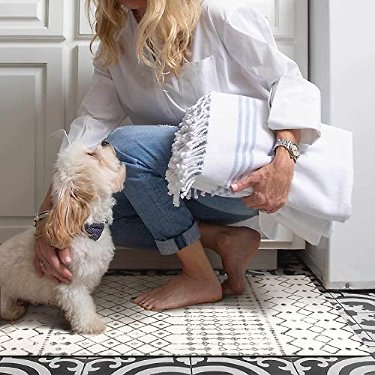 Xsinufn Boho Kitchen Mat Set of 2,Modern Farmhouse Kitchen Rugs and Mats Non Skid Washable,Moroccan Boho Runner Rugs with Rubber Backing for Kitchen Decor Accessories (Grey/Off-White 17"x47"+17"x30")