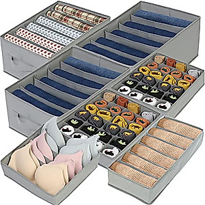 MUIRK Wardrobe Clothes Organizer for Folded Clothes,7Pack Closet Organizers and Storage,Dresser Drawer Organizers for Clothing,Washable Fabric Drawer Organizer Dividers Storage Bins