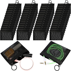 Jexine 60 Pcs Small Zipper Pouch Bulk Nylon Mini Mesh Pouches Multipurpose Coin Purse Pouch Zippered Mesh Cosmetic Bag Portable Storage Makeup Bags for Travel Supplies (Black)