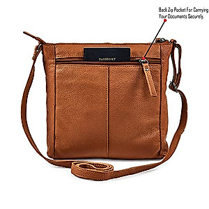 Cochoa Small Soft Pebbled Real Leather Women Crossbody Handbags & Purses - Triple Zip Premium Sling Crossover Shoulder Bag (Cognac Nappa)