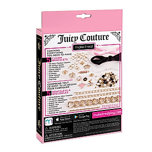 Juicy Couture Mini Chains and Charms Bracelet Kit - DIY Charm & Friendship Bracelet Making Set with Beads, Charms & Cords - Create 5 Bracelets, Arts & Crafts Gift for Girls Tweens Ages 8+