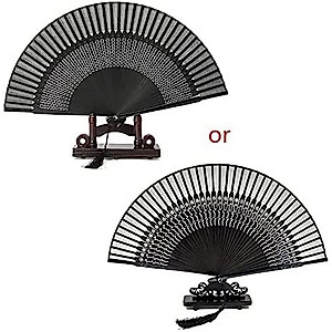 Folding Hand Fan Folding Fan Handheld Folded Fan Bamboo Hand Fan Elegant Carved Hand Held Folding Fans Silk Folding Fans Foldable Fan Hand Held Fans (Color : Random Delivery, Size : 37x19.5cm)