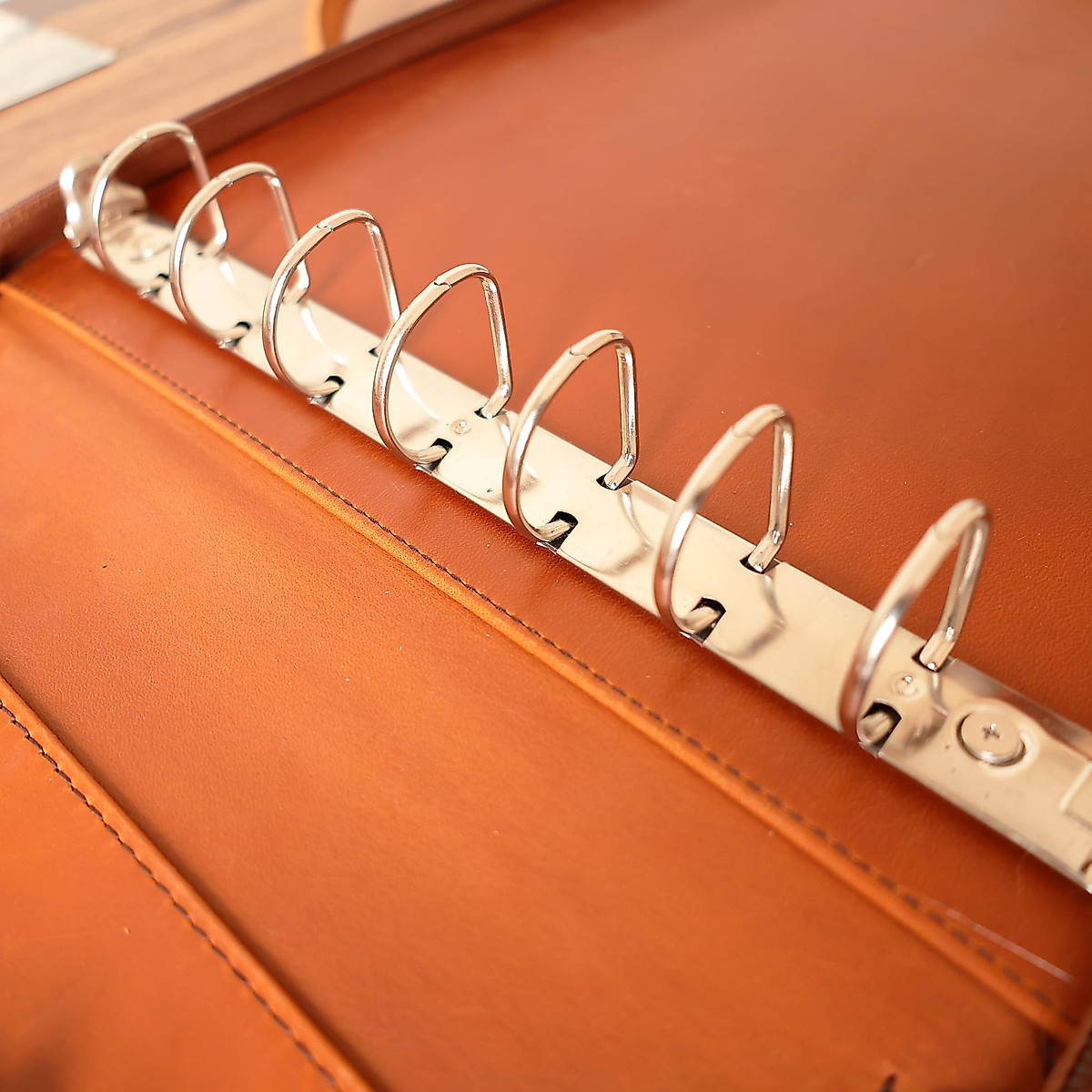 7 Ring Check Binder Cowhide Leather Check Portfolio for 3-Up Business Checks, Check Book Binder with Handle, Zippered Check Holder with 500 Check Capacity, Personalized Checkbook