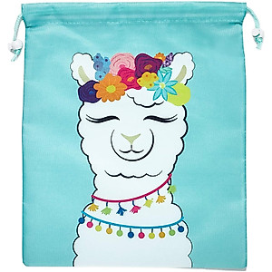 Juvale 12-Pack Drawstring Llama Party Favor Bags for Fiestas and Birthday Parties, 10 x 12 Inches