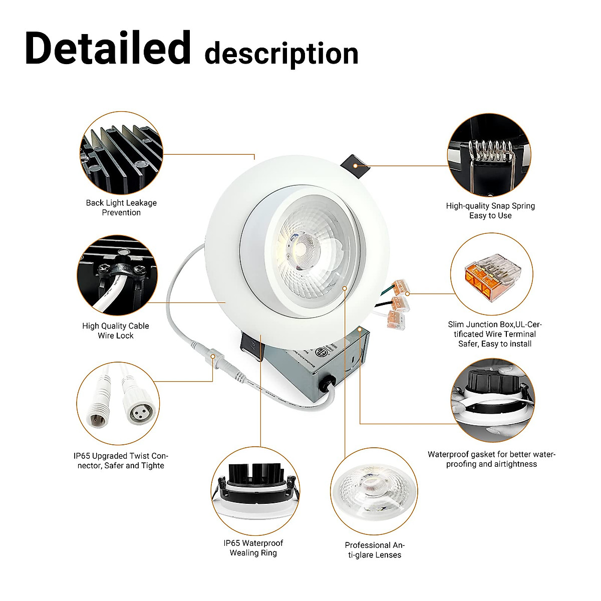 ZYSHEN 4 Inch Gimbal Led Recessed Light 360°+90° Adjustable Directional Ceiling Light Fixture 2700-5000k 5CCT Dimmable Retrofit Eyeball Can Light for Kitchen Studio Gallery and Office