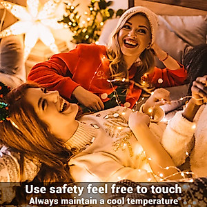 2 Pack Total 200 LED Fairy Lights Battery Operated String Lights with Remote & 8 Modes, 33FT Waterproof Copper Wire Battery Powered Twinkle Lights for Outdoor Christmas Parties Decoration Warm White