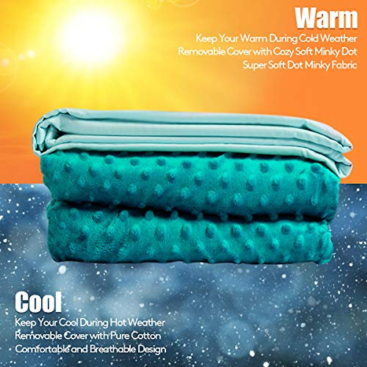 Giantex Weighted Blanket with Duvet Covers, Hot and Cold Duvet Cover Set, 60" x 80" | 15lbs, Cozy Heavy Blanket with Premium Glass Beads, Weighted Blanket for Hot and Cold Sleepers (Green)