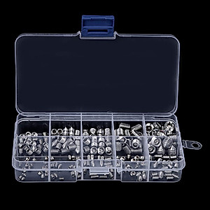 ViaGasaFamido Allen Head Socket Hex Grub Screw Cone Point Set Screw Metric 304 Stainless Steel Set Screws Bolts Assortment Kit M3 M4 M5 M6 M8 with Storage Box
