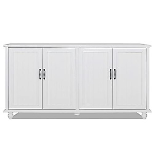 Scurrty Buffet Cabinet Bar with Storage, 65' Coffee Kitchen Storage 4 Doors, Sideboard for Dinning Room, and Living White, (HKBFDC012WH)