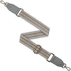 Duwi Wide Purse Strap Jacquard Guitar Style Strap Multicolor Canvas Adjustable Crossbody Bag Strap(Grey,brownwhite, Transverse)