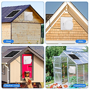 Fanspex Solar Powered Exhaust Fan, 20W Solar Panel 8" Round Vent Fan Kit for Outside Greenhouse Shed Attic Chicken Coop, 36dB Low Noise, Up to 285 CFM